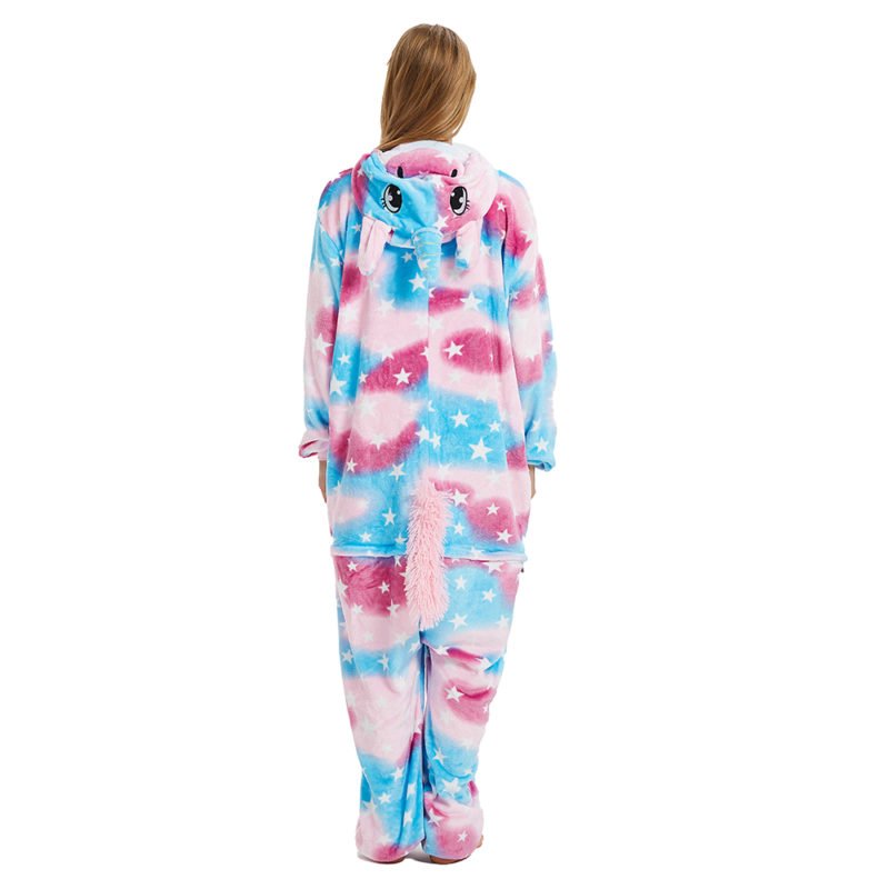 Colorful Blue Unicorn Onesie Adult Animal Kigurumi Pajamas Costume for ...