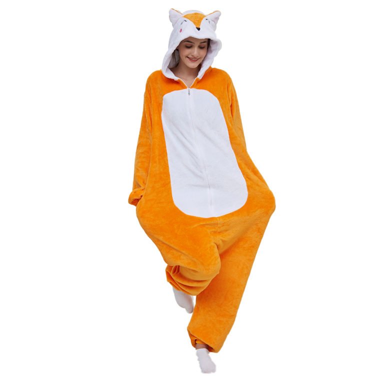Mister Fox Onesie Women Men Pajama Animal Costume Party Suit - Allonesie