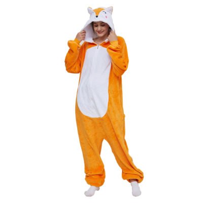 Mister Fox Onesie Women Men Pajama Animal Costume Party Suit - Allonesie