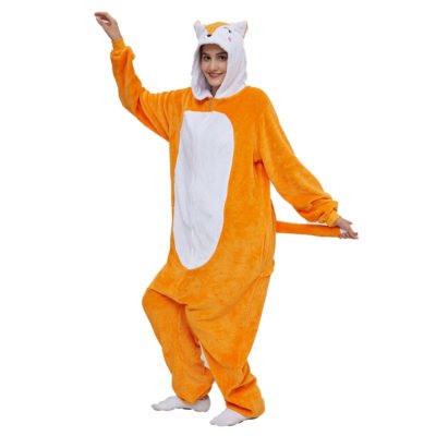 Mister Fox Onesie Women Men Pajama Animal Costume Party Suit - Allonesie
