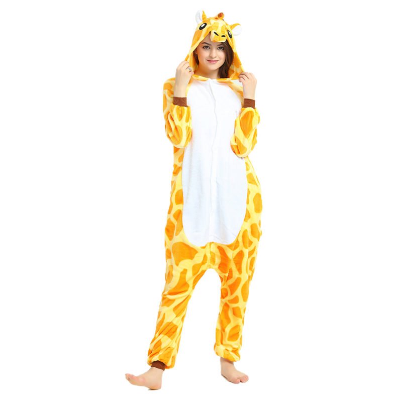 Adult Giraffe Onesie Pajamas for Women Men Kigurumi Animal Costumes ...