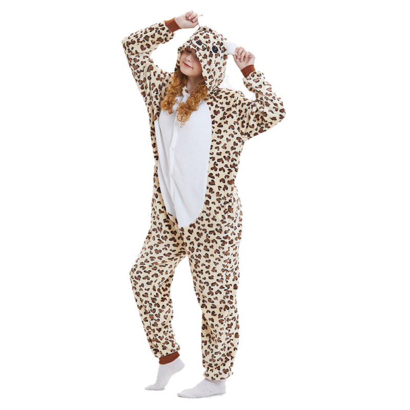 Leopard Bear Onesie Women Men Animal Kigurumi Pajama Halloween Party ...