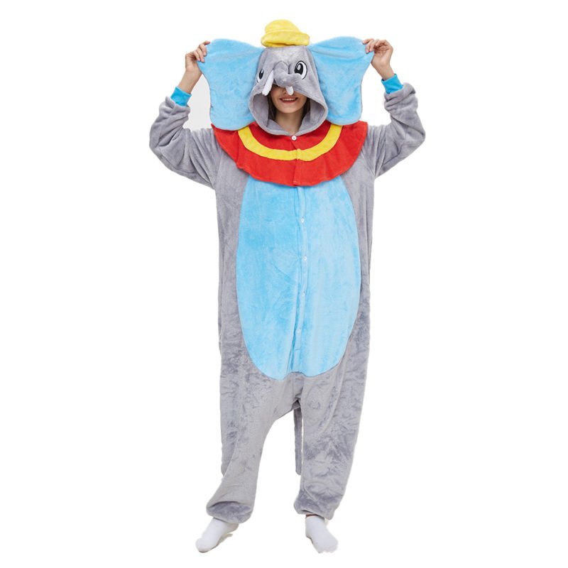 Cute Dumbo Elephant Onesie for Adult Women Men Kigurumi Animal Costumes ...