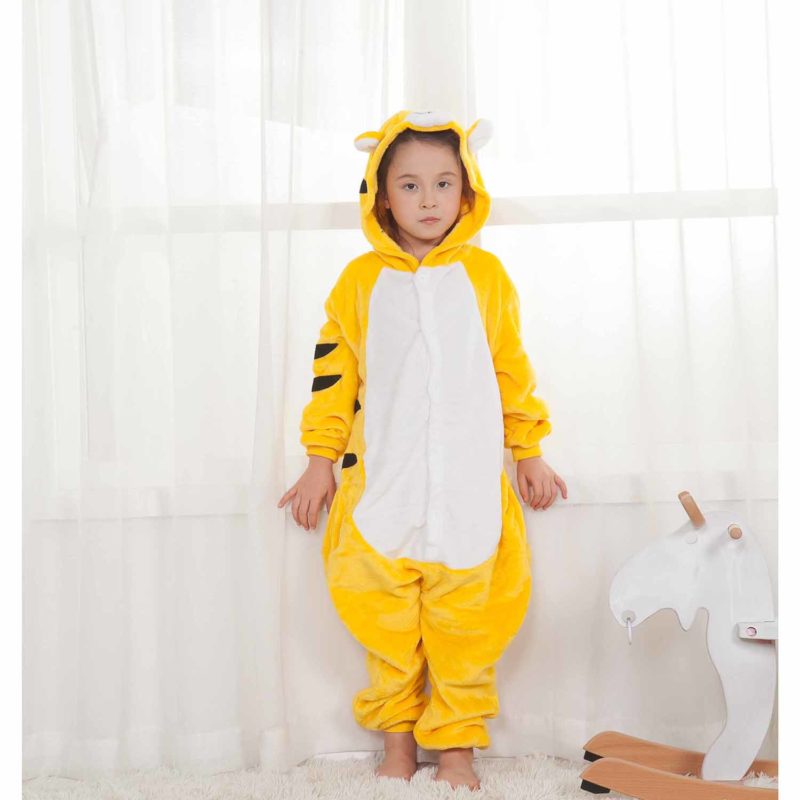 Cute Girl Tiger Costumes Onesie Kids Animal Pajamas Kigurumi - Allonesie