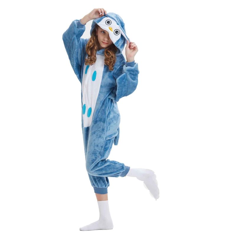 Kids Blue Owl Onesie Cute Animal Costumes Pajamas Kigurumi - Allonesie