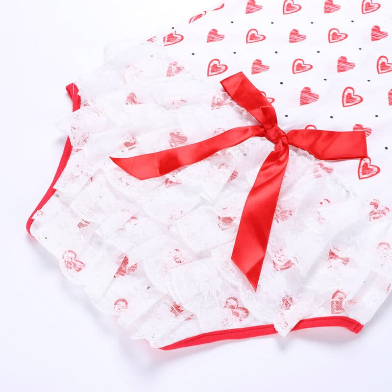Adult Baby Onesie for Women Cute Red Heart Diaper Lover (ABDL) Snap ...