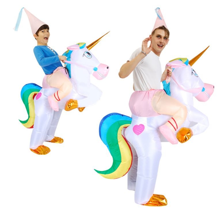 Inflatable Halloween Unicorn Riding Costumes for Adults & Kids